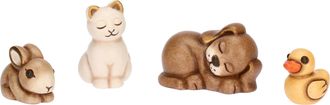 Thun Thun - Set Tiere der Hase - Keramik - Kollektion Klassische Krippe - Ente 2,1 x 1,8 x 2,2 cm - Hund 4,2 x 2,7 x 2,7 cm - Katze 2,2 x 2,3 x 3,5 cm - Ha
