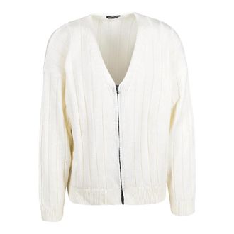 Daniele Alessandrini Strickjacke mit Rei&szlig;verschluss - - Knitwear - Herren - Wei&szlig; - S