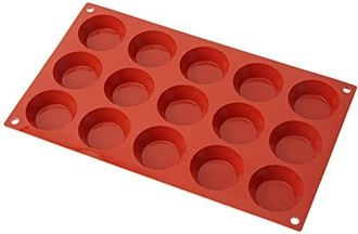 Silikomart | SF014 Silikonform für TARTELLETTA Monoportionen, antihaftbeschichtet, 15 Hohlräume, 1er Pack Kuchenform, Ø 50 h 15 mm, Made in Italy, Rot