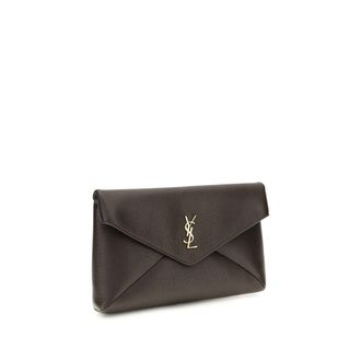 Saint Laurent Womens Brown Lamb Ovis Aries Wallet Bag