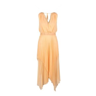Patrizia Pepe Asymmetrisches Kleid mit Plissiertem Saum - - Dresses - Damen - Orange - S