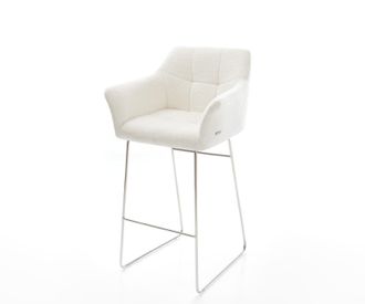 DELIFE Barstuhl Yulo-Flex Boucl&eacute; Soft Beige Kufengestell Edelstahl Silberfarben, Barst&uuml;hle