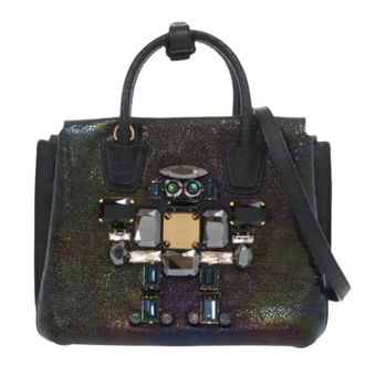 MCM Sac Mini en Cuir Verni Pre-owned - Femme - Pre-owned - Noir - Taille: ONE Size