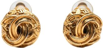 Chanel 1995 Gold Plated CC Round Clip On Earrings costume earrings