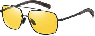 Generic Lunettes De Soleil Polaris&eacute;es &Agrave; Monture Carr&eacute;e En M&eacute;tal For Hommes, UV400, For La Conduite Et Lext&eacute;rieur(Yellow)