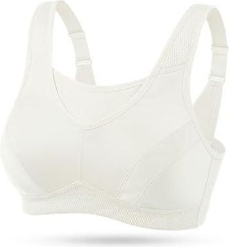 Wingslove Soutien-Gorge Brassiere Sport Femme Grande Taille Impact Elev&eacute; sans Armature Non Rembourr&eacute; Brassi&egrave;re Sport (Ivoire,110E)