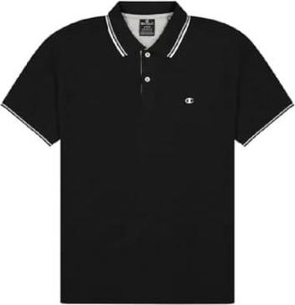Champion Legacy Polo Gallery en Coton piqué léger avec Logo, Noir, M Homme