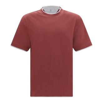 Brunello Cucinelli T-shirt &agrave; effet superpos&eacute; - Homme - Tops - Brun - Taille: S