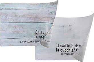 Villa D'Este Home Tivoli Set mit 6 Platzdeckchen Dialetto Pulver, doppelseitig, Holzoptik