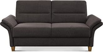 Cavadore 3er Sofa Wyk / 3-Sitzer-Couch im Landhausstil mit Federkern + Holzfüßen / 186 x 90 x 89 / Chenille, Braun