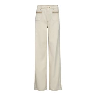 Mos Mosh MOS Mosh, Femme, Jeans, Beige, Taille: W30 Jean Large Clay avec D&eacute;tails Dor&eacute;s