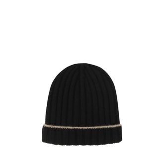 Brunello Cucinelli Mens Black Cashmere Beanie Accessory