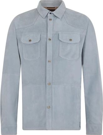 Moorer Homme, Vestes, Bleu, Taille: XL Chemise en cuir Bazille