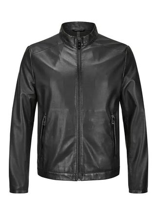 Milestone Herren Lederjacke schwarz Lammnappa