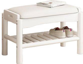 Generic Schuhbank mit Sitzfl&auml;che Belastbar Bis 200 Kg Beine Aus Massivholz Sitzbank mit Stauraum mit Weichem Sitzkissen Aus Leder f&uuml;r Eingangsbereich, Flur, W