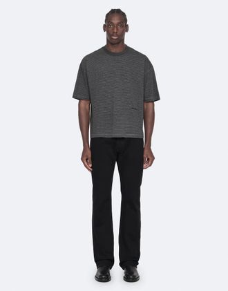 AllSaints Axel Kurzarm-Rundhalsshirt in Grau/Wei&szlig;