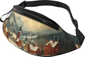 Generic Multifunktionale G&uuml;rteltasche Weihnachtsdruck Umh&auml;ngetaschen G&uuml;rteltasche Taillentasche F&uuml;r Aktivit&auml;ten Wandern Fahrrad 14X35Cm