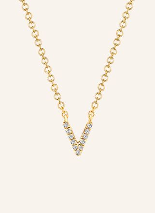 Leaf Initialien Halskette V Aus 14 Karat Gelbgold Mit Diamanten gold