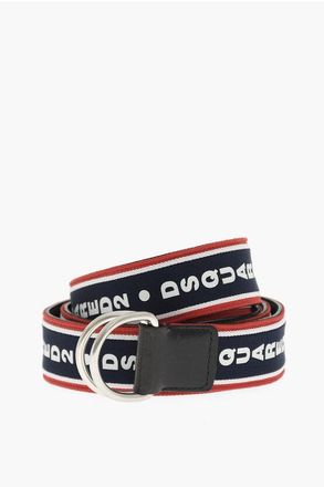 Dsquared2 40mm Leather And Fabric Belt With All-Over Logo size One Size