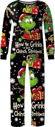 Generic Le Grinch Pyjama Noel Famille De Grinch Enfant Coton Couple Pull Garcon Costume Vetement Adulte Bebe Chaud Et Doux Deguisement Noël Ensembles Assorti 