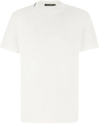 Dolce & Gabbana Homme, Tops, Blanc, Taille: S Logo Patch T-shirt