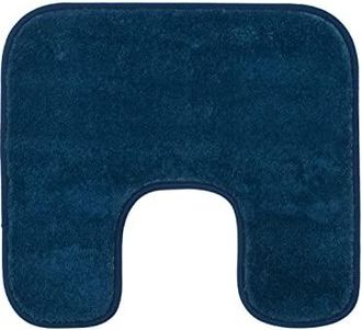 Gözze Premium Rutschfester Badteppich mit Ausschnitt, RIO, 100% Microfaser, Ideal als WC-Vorlage für Standtoilette, 50 x 45 cm - Dunkelblau