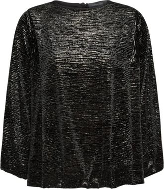 Elena Miro Blouse Lam&eacute; &agrave; Rayures - Femme - Blouses et Chemises - Noir - Taille: 44 FR