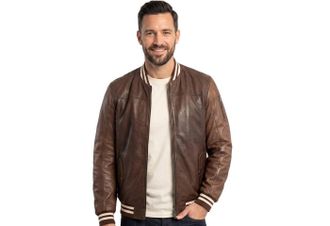 Maddox Lederjacke HJM-89 Collage MADDOX - Herren Lederjacke Blouson Lammnappa dunkelbraun
