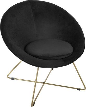 Atmosphera Atmosphera - Fauteuil Velours Noir Evan