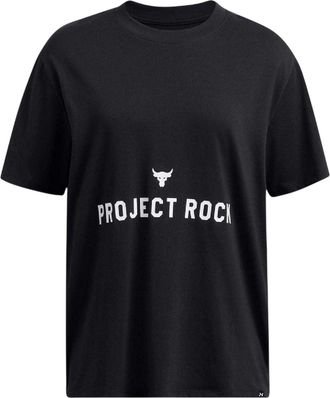 Under Armour Project Rock T-Shirt f&uuml;r Damen, lose Passform (Schwarz)