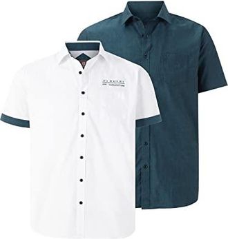 Jan Vanderstorm Homme Lot De 2 Chemises Evin Petrole, 6XL (XXXXXXL) - 53/54