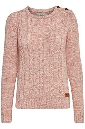Oxmo OXPhia Femme Pull Pull en Grosse Maille à col Rond 100% Coton Regular Fit, Taille:L, Couleur:Powder Rose (795178)
