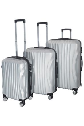 Novel Reisekofferset, Silber, Metall, Kunststoff, Textil, 3-teilig, Zahlenschloss, h&ouml;henverstellbarer Teleskopgriff, 360&deg;-Rollensystem, Tragehenkel, Netzfac