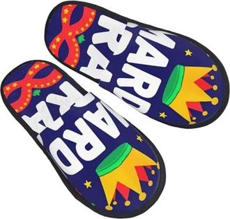Generic Pantoufle Motifs De Mardi Et Joyeux Gras Slippers Antid&eacute;rapants Maison Chaussures Pour Femme Int&eacute;rieur Homme L