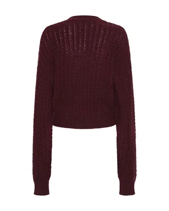 Rotate Womens Cable Crewneck Sweater Decadent Chocolate Wool Jumpers