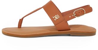 Tommy Hilfiger Damen Sandalen Leather Thong Zehentrenner, Braun (Cinnamon Bark), 37