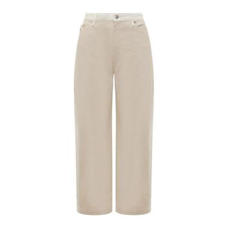 Stella McCartney Weite lange Jeans mit Metalllogo - - Trousers - Damen - Beige - W32