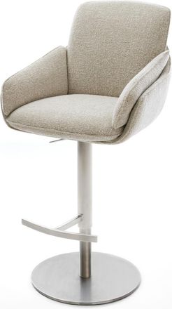 DELIFE Barstuhl Luan-Flex Webstoff Soft Beige Drehfu&szlig; h&ouml;henverstellbar Edelstahl Silberfarben, Barst&uuml;hle