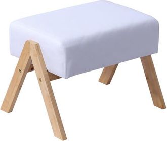 Relaxdays Fu&szlig;hocker, gepolsterte Fu&szlig;ablage, Bambusbeine, HBT: 40x28x30cm, Flur, Wohnzimmer, Beistellhocker, Creme/Natur