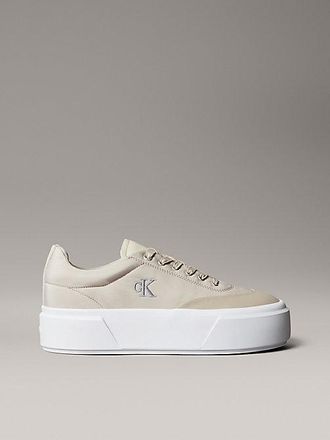 Calvin Klein Plateau-sneakers Aus Leder Mit Charakteristischem Logo - Stony Beige/bright White - Damen - EU 36