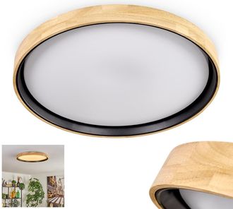 HOFSTEIN LED Deckenleuchte Melstad, Deckenlampe aus Holz/Metall/Kunststoff in Natur/farbenWeiß, Leuchte im skandinavisch/modernen Design mit rundem Schirm (Ø 5