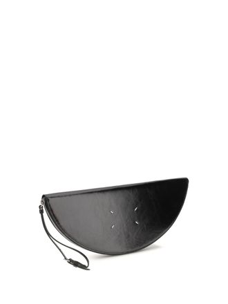 Maison Margiela Womens Halfmoon Leather Clutch Bag Black Calf Bos Taurus Clutches
