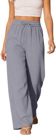 Generic Pantalon Palazzo &agrave; jambe large pour femme - Taille haute - Coupe droite - Coupe ample - L&eacute;ger - Pour la plage, les vacances, le bureau - Pantalon de t