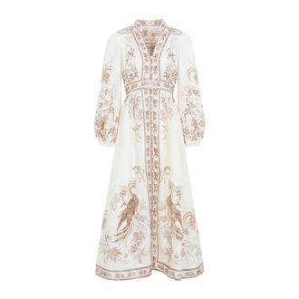 Zimmermann Indra Plunge Midi Kleid - - Dresses - Damen - Beige - S