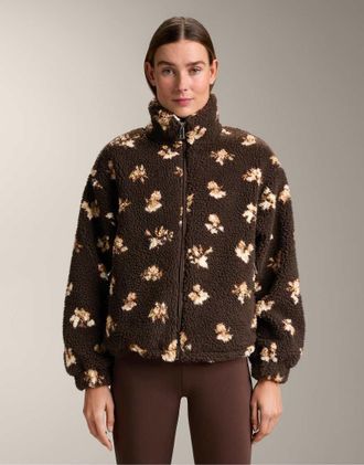 Oysho Oysho - Veste en imitation peau de mouton &agrave; fleurs - Marron-Brown