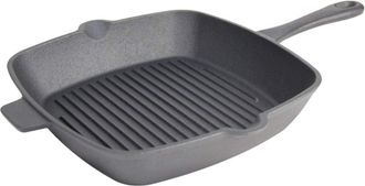 Santos Grillpfanne quadratisch mit Griff 26x26cm - Gusseiserne Pfanne - Schmoren, Braten, Grillen, Backen - Gusspfanne Eckig - Backofen, Feuer & Grill