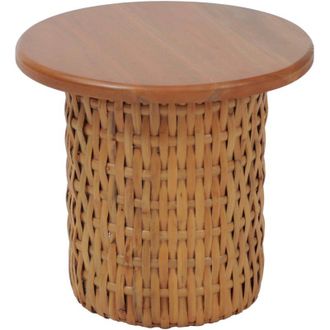Hhg [NEUWERTIG] Beistelltisch HHG-336, Sofa-/Couchtisch Loungetisch Wohnzimmertisch Pflanzentisch Tisch, Mahagoniholz Rattan rund &Oslash;44cm