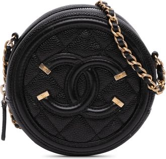 Chanel Hobo Bags - Caviar CC Filigree Round Clutch with Chain - Gr. unisize - in Schwarz - für Damen