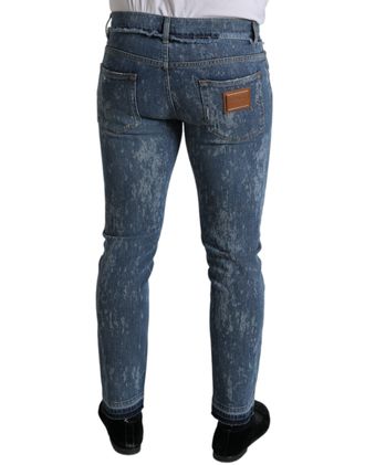 Dolce & Gabbana Mens Blue Washed Skinny Cotton Stretch Denim Jeans Elastane Clothing