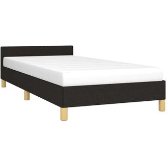 vidaXL Vidaxl - Cadre de lit noir 80x200 cm avec t&ecirc;te de lit - Tissu polyester durable - Pieds robustes pour stabilit&eacute; - Lattes en contreplaqu&eacute;